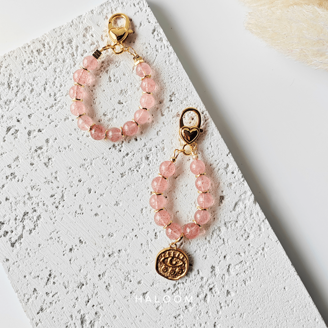 Strawberry Quartz intention charm | Joy and Emotional Renewal | Haloom